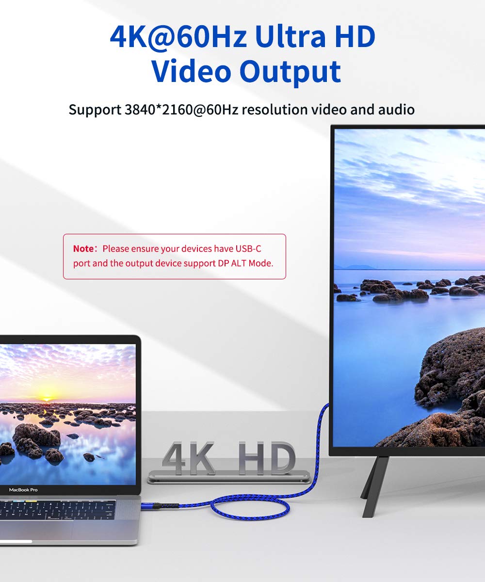 JSAUX USB C to USB C 3.1 Gen 2 Cable 10Gbps Data Transfer 3.3ft, 4K Video Monitor Video Cable 100W PD Fast Charging Thunderbolt 3 Compatible with MacBook Pro, MacBook Air, iPad Pro, Galaxy S2, Pixel
