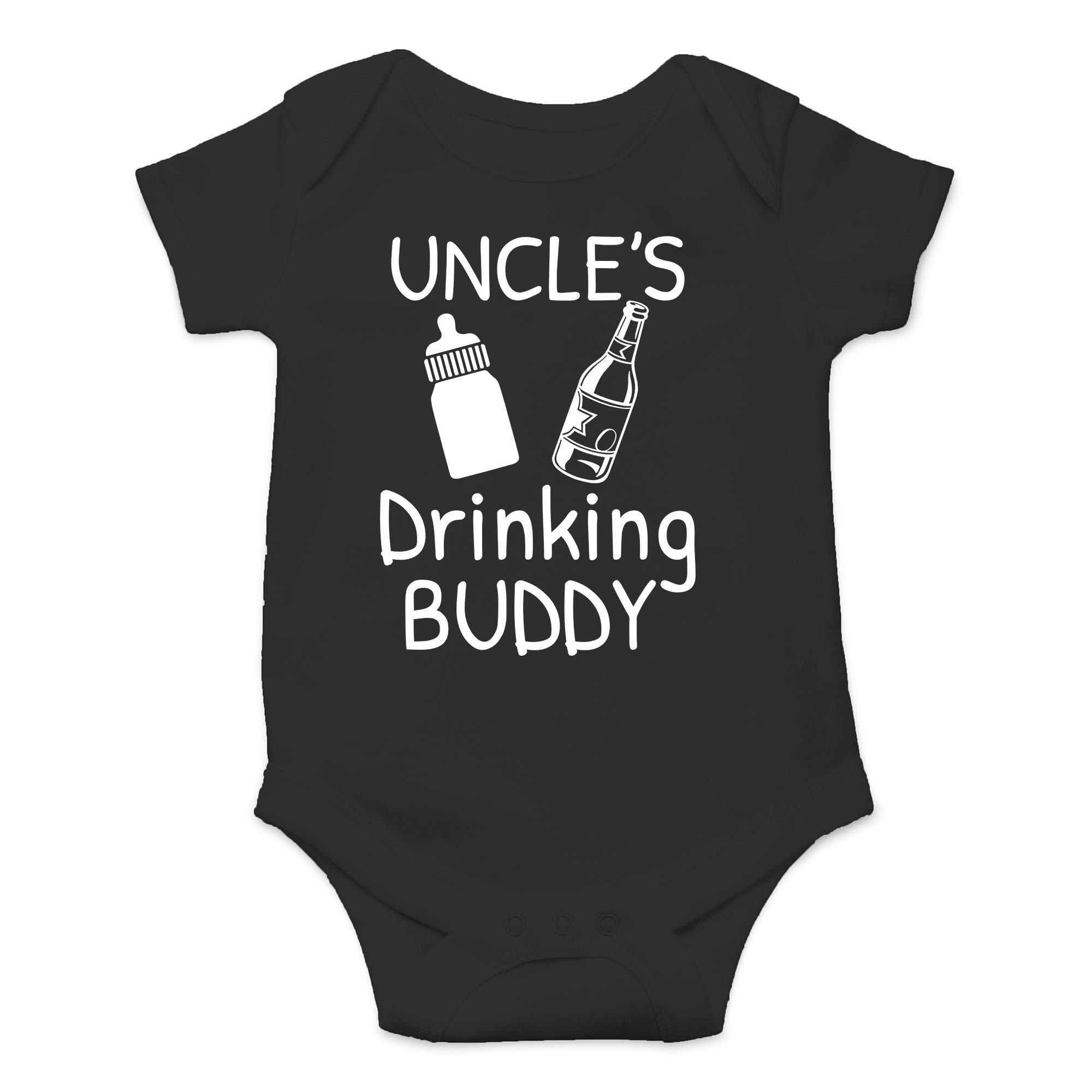CBTwear Uncles Drinking Buddy Baby Bodysuit Cute Newborn Boy Clothes Adorable Infant Unisex Romper (6 Months, Black)