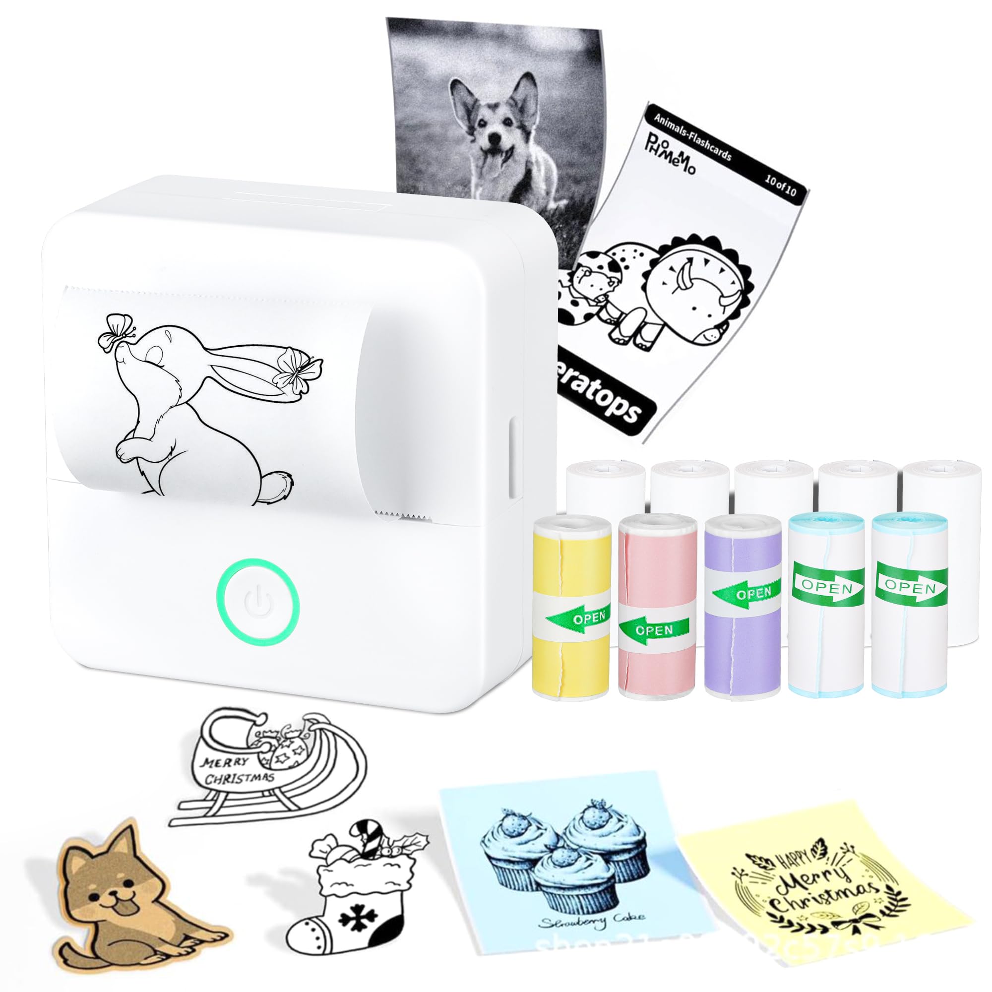 Hilceriy Portable Mini Printer Sticker Maker, Bluetooth Wireless Thermal Inkless Printer, Small Pocket Receipt Printer Compatible with Android/iOS for School Kid Supplies, Label