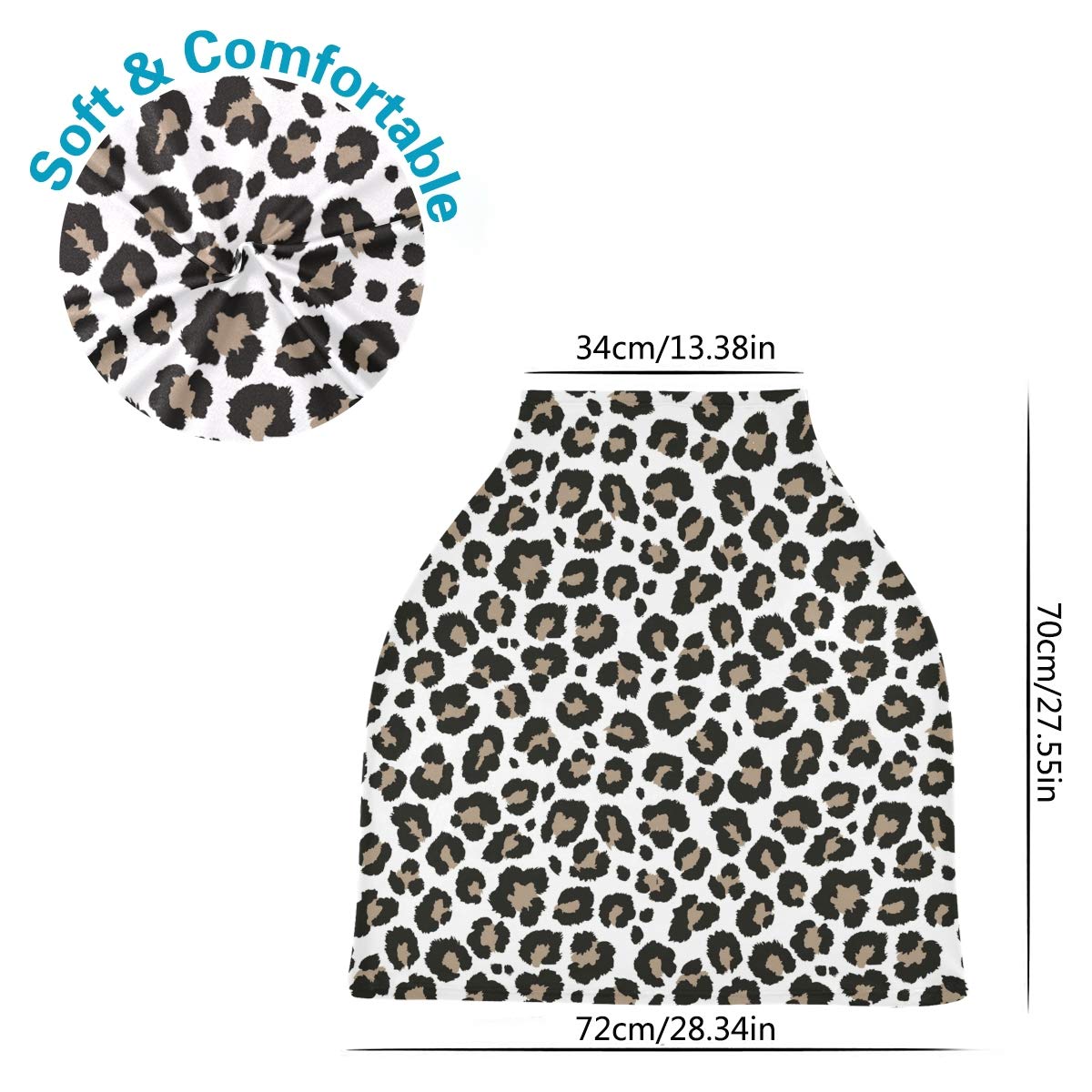 Nursing Cover Breastfeeding Scarf Leopard Cheetah Print -Baby Car Seat Covers, Stroller Cover, Carseat Canopy (913g)