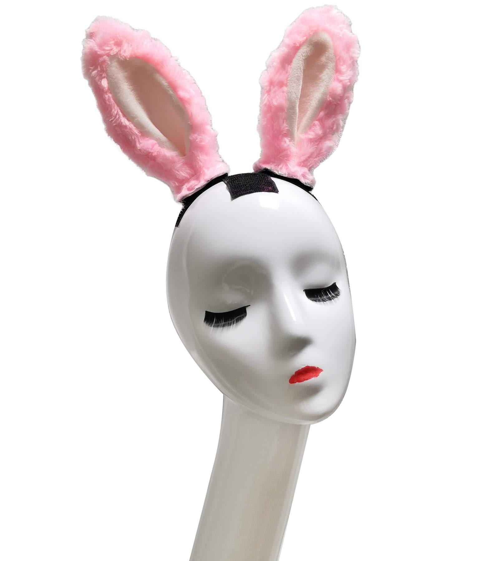 3T-SISTER Helmet Bunny Ear Women Girls Plush Rabbit Ear for Motorcycle Bicycle Ski Helmets Halloween Party Cosplay Wig Helmet Accessory Decorations Velcro Reusable Design (Pink) 2PCS
