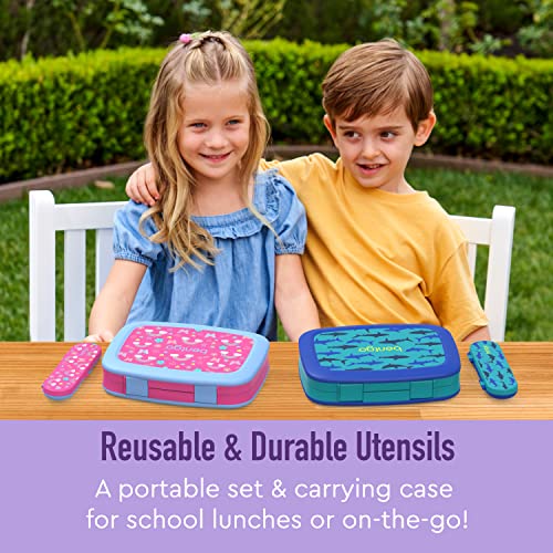 Bentgo® Kids Utensil Set - Reusable Plastic Fork, Spoon & Storage Case - BPA-Free Materials, Easy-Grip Handles, Dishwasher Safe - Ideal for School Lunch, Travel, & Outdoors (Unicorn)