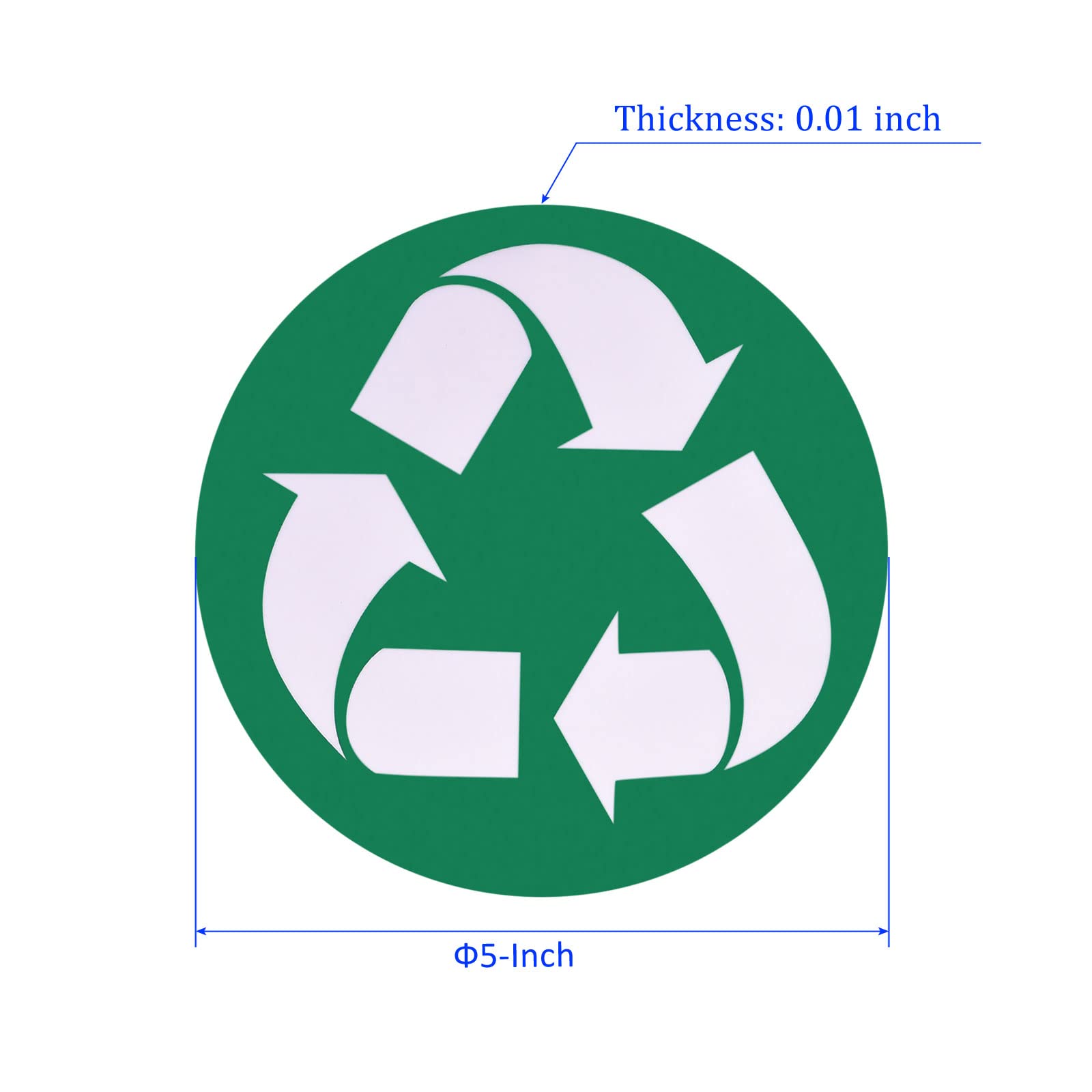 M METERXITY 3 Pack Recycle Sticker - Trash Can Labels, Strong Adhesion & Smooth Surface, Apply to Kitchen/Garden Trash Bin (5 Inch, White on Green)