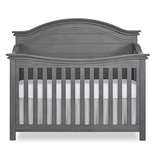 Evolur Belmar Double Dresser in Rustic Grey, 54x20.25x33 Inch (Pack of 1) & Belmar Curve 5-in-1 Convertible Crib in Rustic Grey