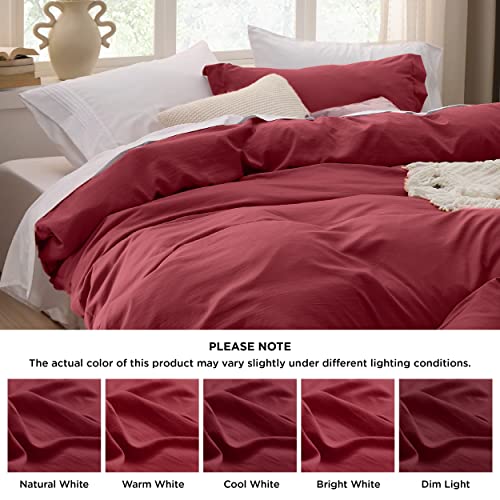 Bedsure Twin/Twin XL Duvet Cover Dorm Bedding - Soft Prewashed Red Duvet Cover Twin, 2 Pieces, Includes 1 Duvet Cover (68"x90") with Zipper Closure & 1 Pillow Sham, Comforter NOT Included