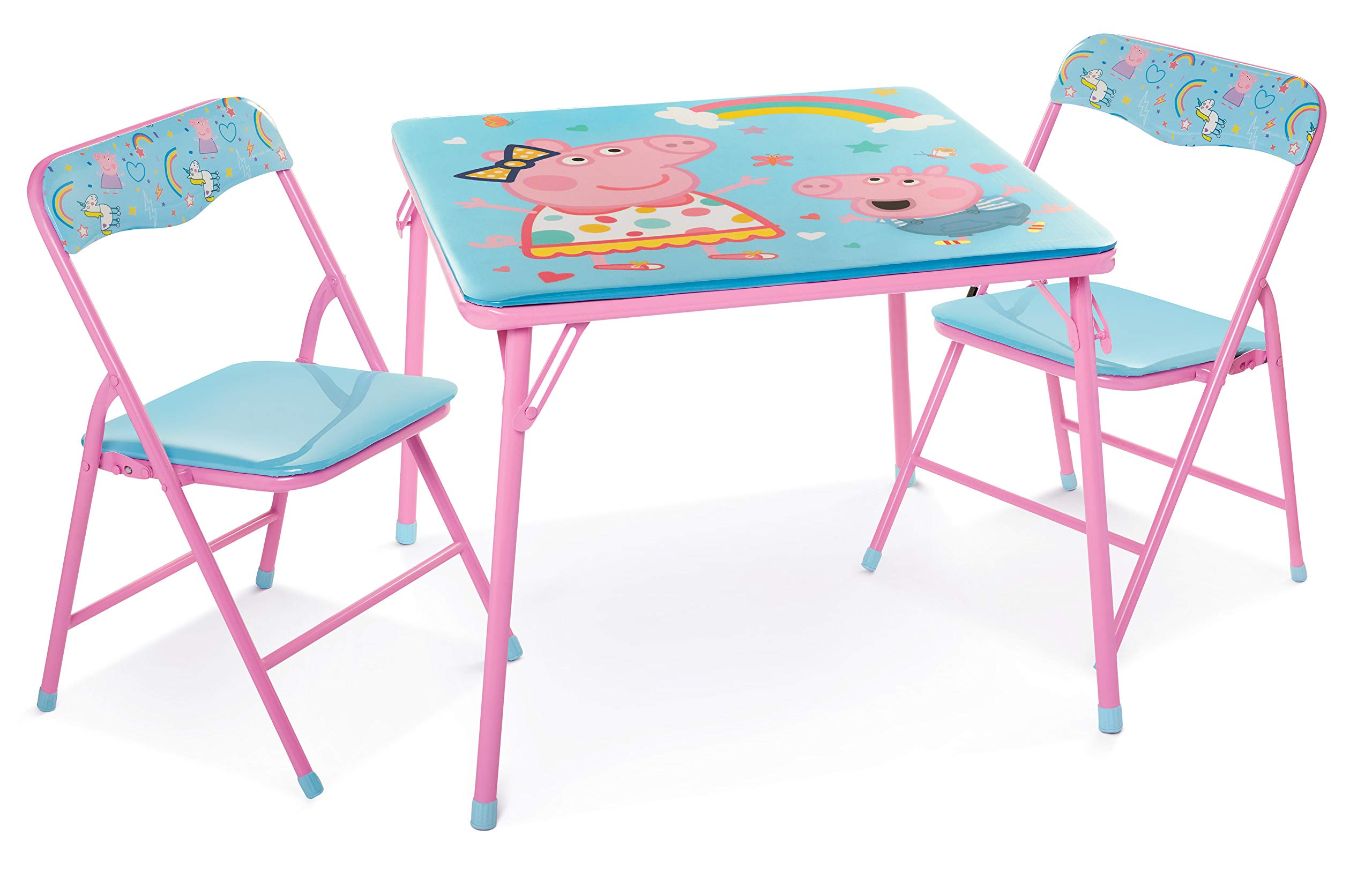 Peppa Pig Kids Table & Chairs Set - 3Piece Child Furniture (2 Padded Chairs & One Table 24"X 20"H) Activity Set Best for Playing, Reading, Eating, Art, Play Room, For Ages 3-7