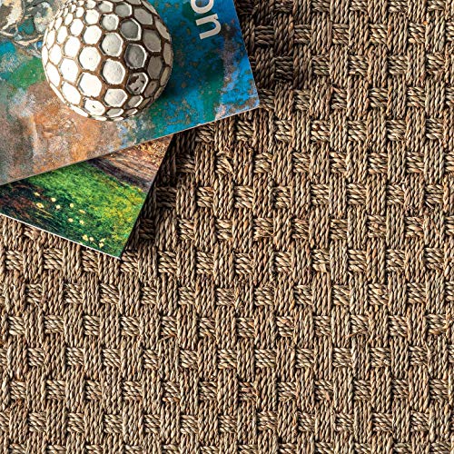 nuLOOM Hesse Checker Weave Seagrass Area Rug, 3' x 5', Navy