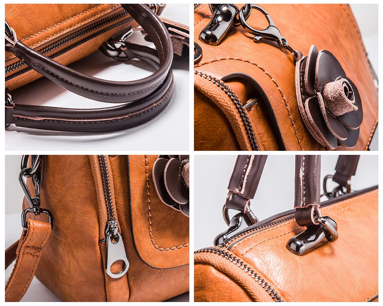 Barrel Style Handbags for Women Small Top Handle Satchel Crossbody Ladies Leather Purse