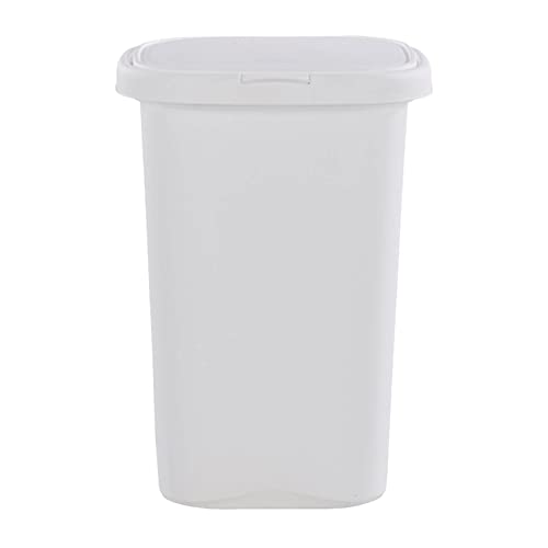Rubbermaid 13.25 Gallon Rectangular Spring-Top Lid Kitchen Wastebasket Trash Can for Tall Trashbags, White (3-Pack)