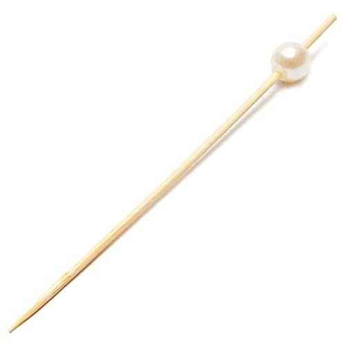 White Pearl Cocktail Picks, Bamboo Toothpicks (4.7 In, 150 Pack)