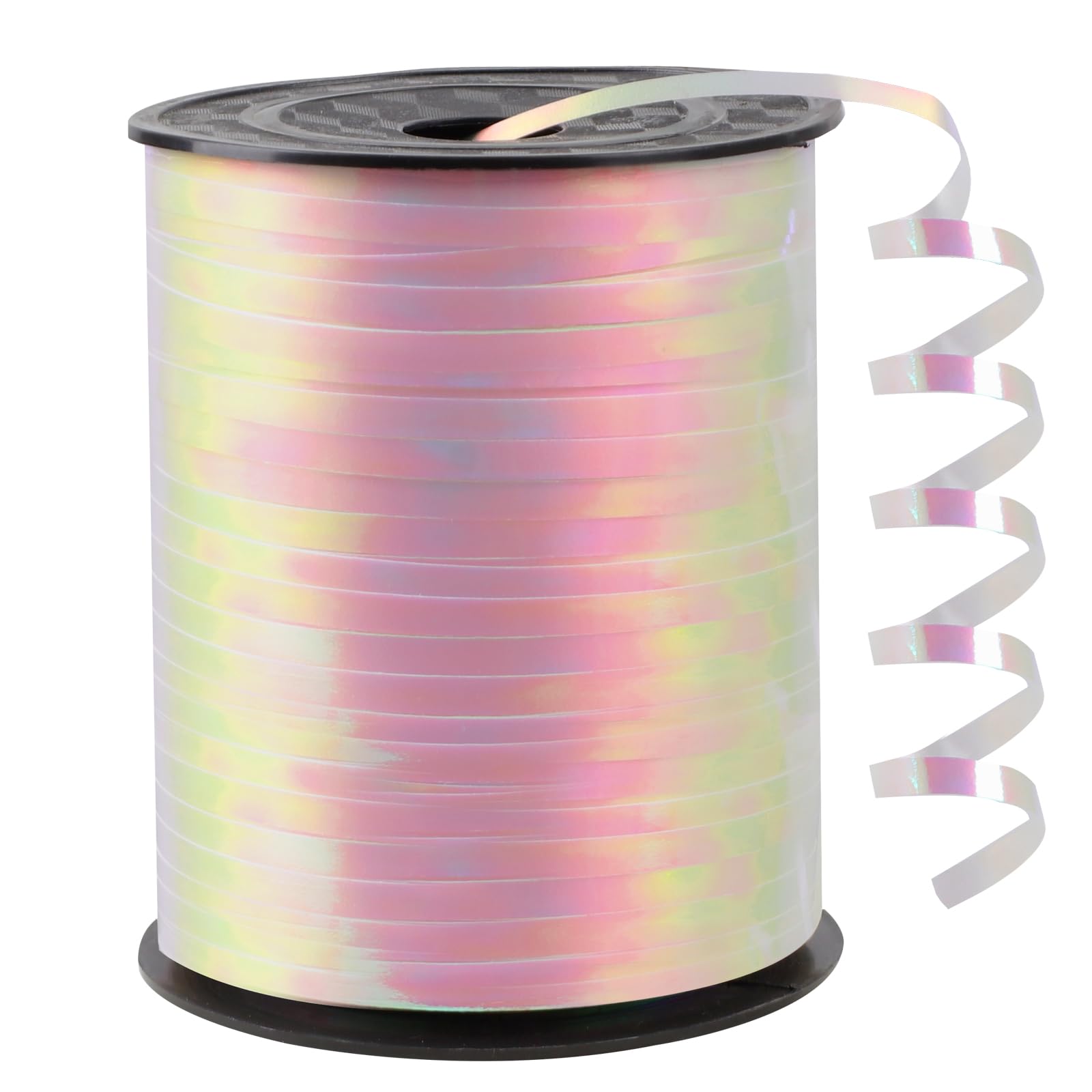 500 Yards Iridescent White Ribbon Metallic Balloon Curling Ribbon for for Party Festival Art Craft Decor,Florists, Weddings, Crafts and Gift wrap (Iridescent White)