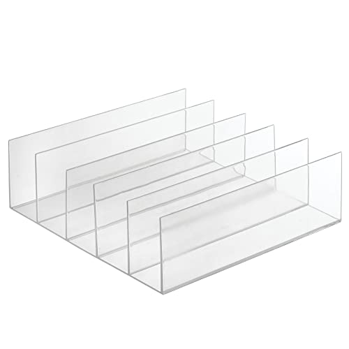 mDesign Plastic Purse Organizer for Bedroom Closet, Shelf Storage - Holds Woman's Purse, Hanging Bag, Zipper Handbag, Tote, Perfect for Space Saving - 5 Sections - Lumiere Collection - Clear