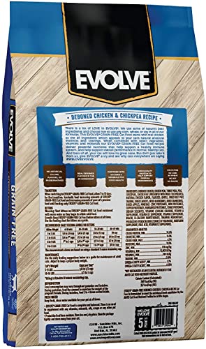 Evolve Pet Food Grain Free Deboned Chicken, Pea and Vegetable Recipe Cat Food Grain Free Deboned Chicken, Pea, and Veggies 3 Pound (Pack of 1)