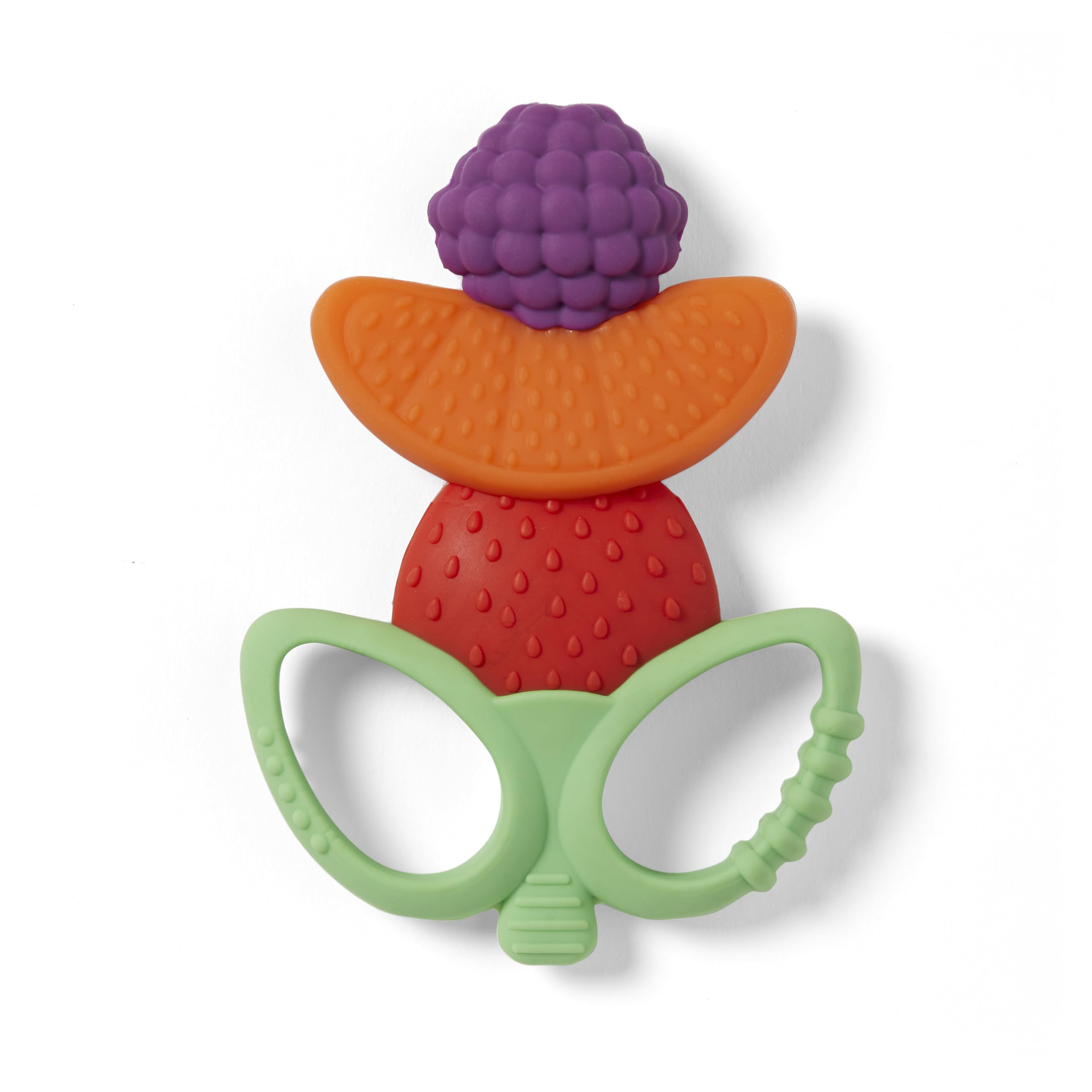 Infantino Lil' Nibbles Textured Silicone Teether -Sensory Exploration and Teething Relief with Easy to Hold Handles, Multicolor Fruit Kabob