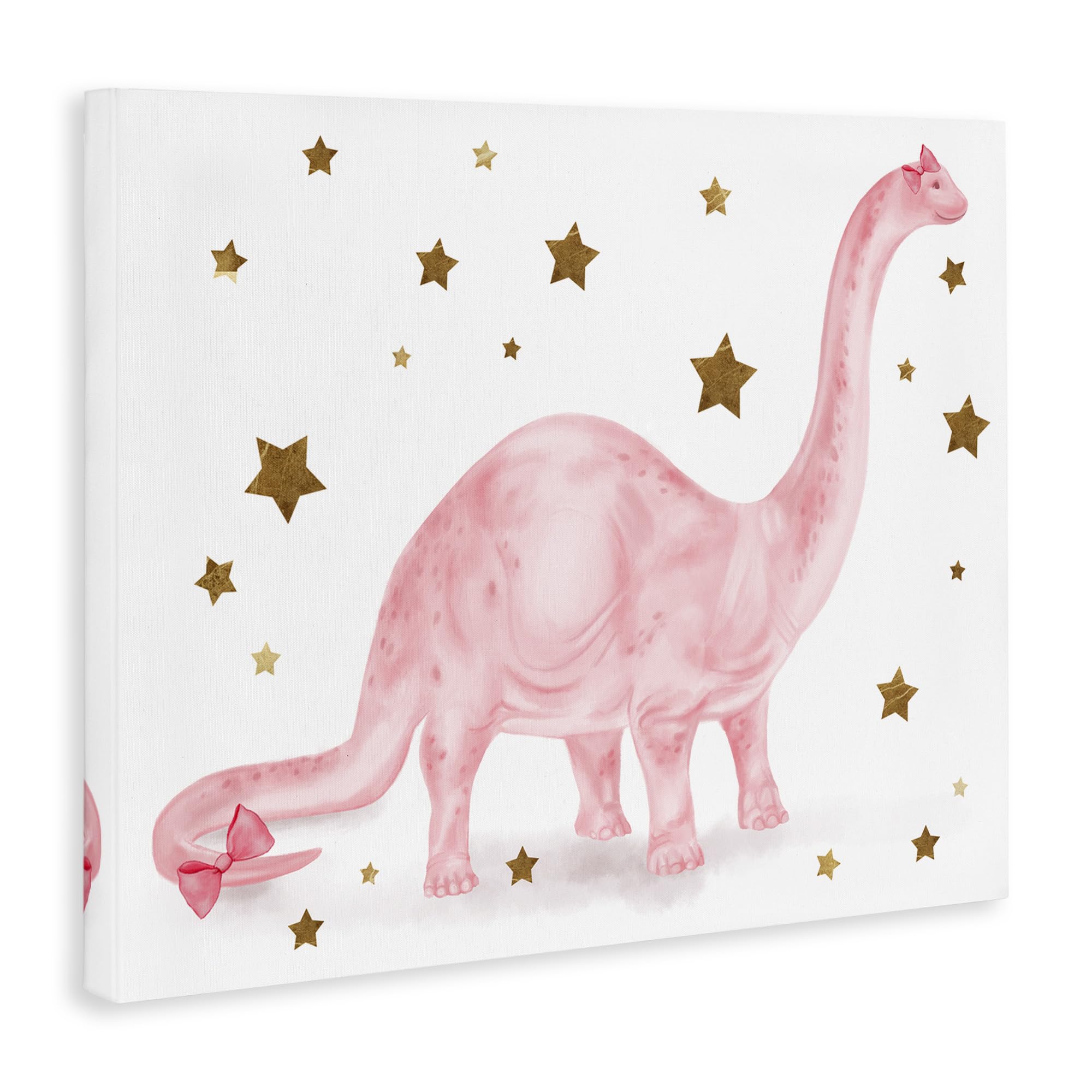 Stupell Industries Pink Dinosaur Gold Stars Kids Design, Designed by Daphne Polselli Wall Art, 16 x 1.5 x 20, Canvas