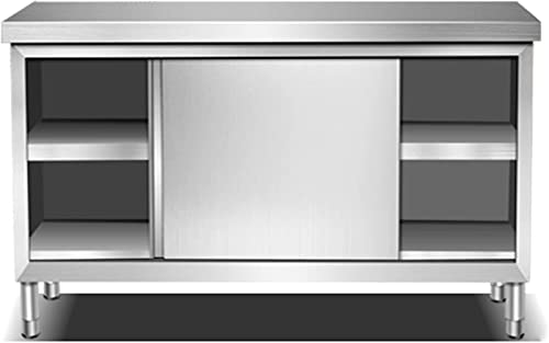 Business Hotel Kitchen Work Catering Table, Stainless Steel Table Commercial Work Prep Table with Adjustable Lower Galvanized Shelf Heavy Duty Table for Restaurant, Kitchen Rack (Size : 100x50x80cm)