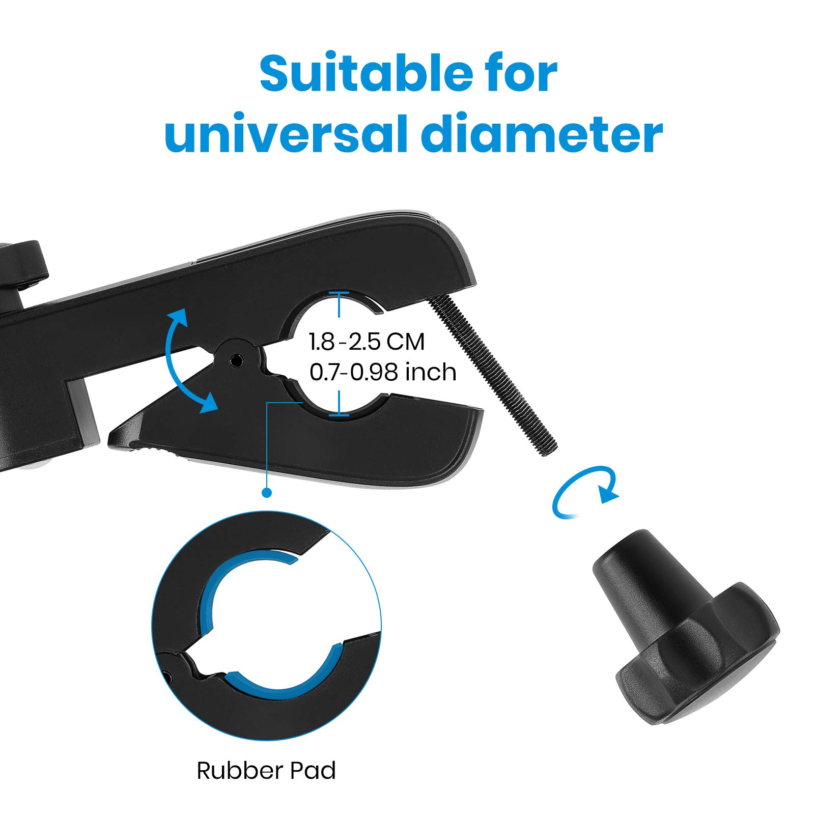 Moukey Tablet Holder for Microphone Stand, Adjustable Mic Music Stand Phone Holder Mount, Compatible with iPad, iPhone, Android, All 4.7 to 12.9 Inches Tablets & Smartphones