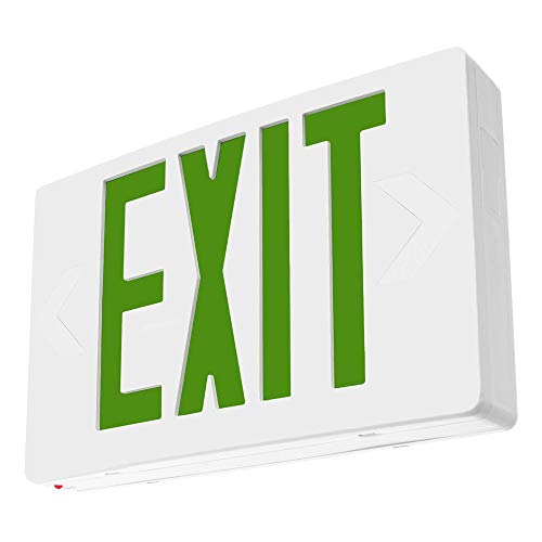 LFI Lights | Green Exit Sign | All LED | White Thermoplastic Housing | Hardwired with Battery Backup | Optional Double Face and Knock Out Arrows Included | UL Listed | (2 Pack) | LED-G