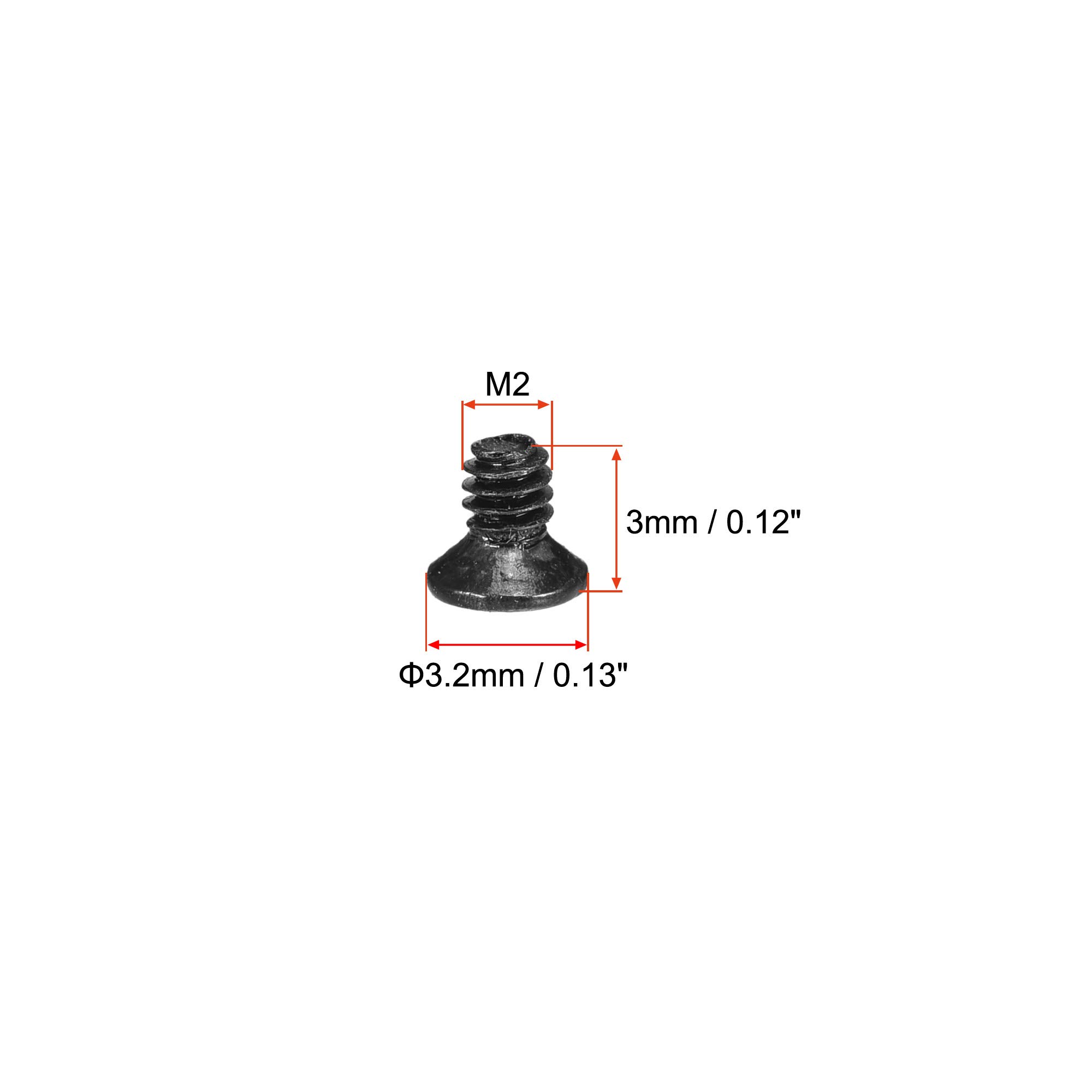 uxcell M2 x 3mm Phillips Screws Fastener Black for Laptop PC TV Fan Switch 500pcs