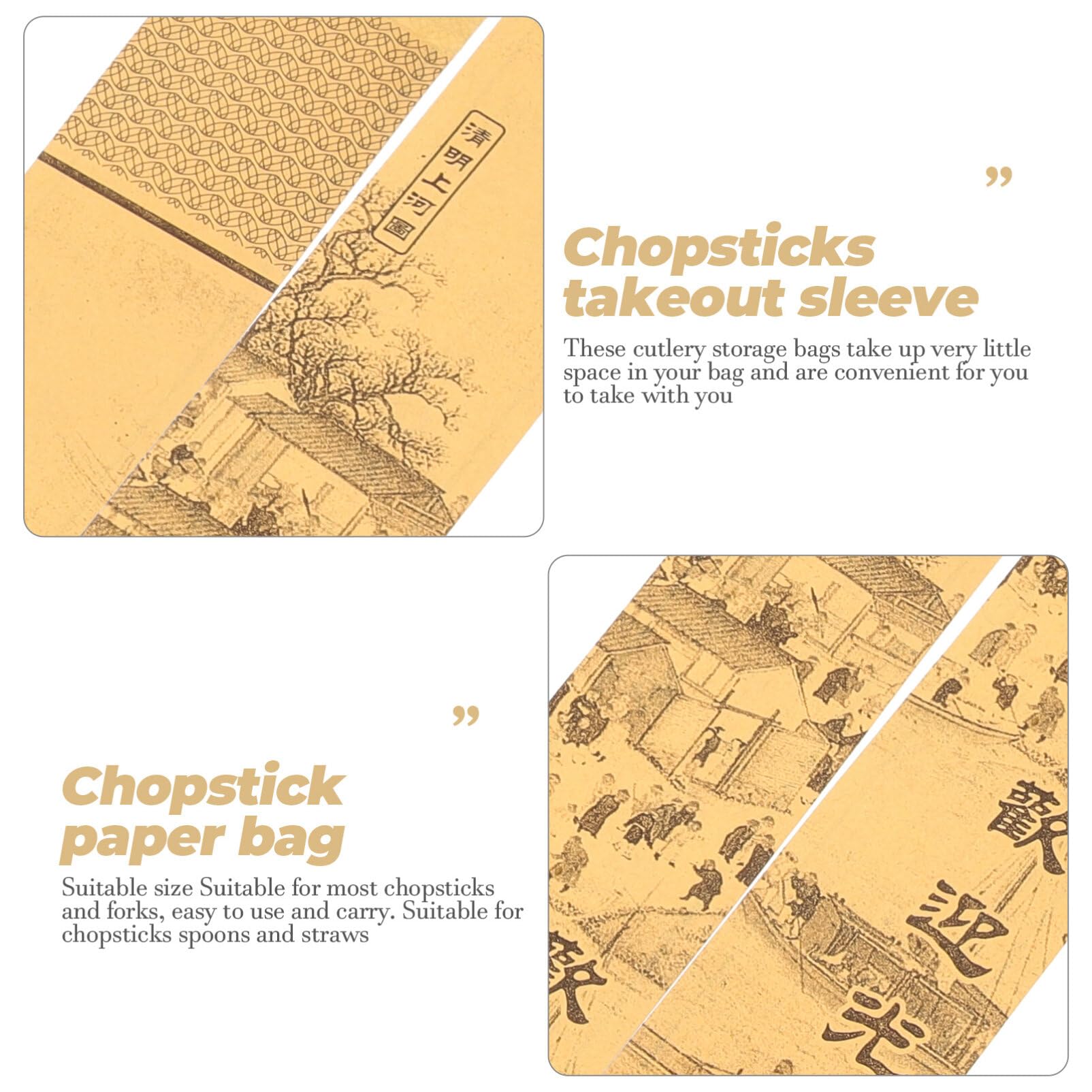 500Pcs Disposable Chopstick Sleeves Chinese Chopsticks Chopsticks Pockets Bulk Chopsticks Bags for Chinese Restaurant