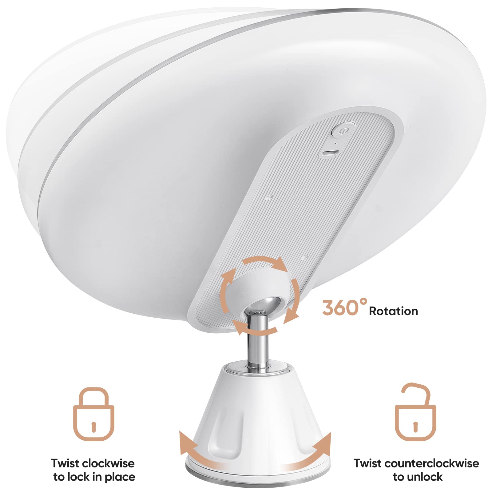 KEDSUM Upgraded 9" Rechargeable 10x Magnifying Makeup Mirror with Lights, Dimmable Lighted Vanity Mirror with Magnification and A Large Suction Cup, Touch Button, 360 Degree Rotation