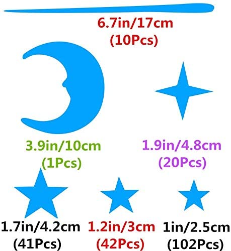 Glow in The Dark Stars Stickers for Ceiling and Wall, 216 Pcs Glowing Stars for Ceiling,Star Wall Decals for Kids Baby Room Birthday Gift