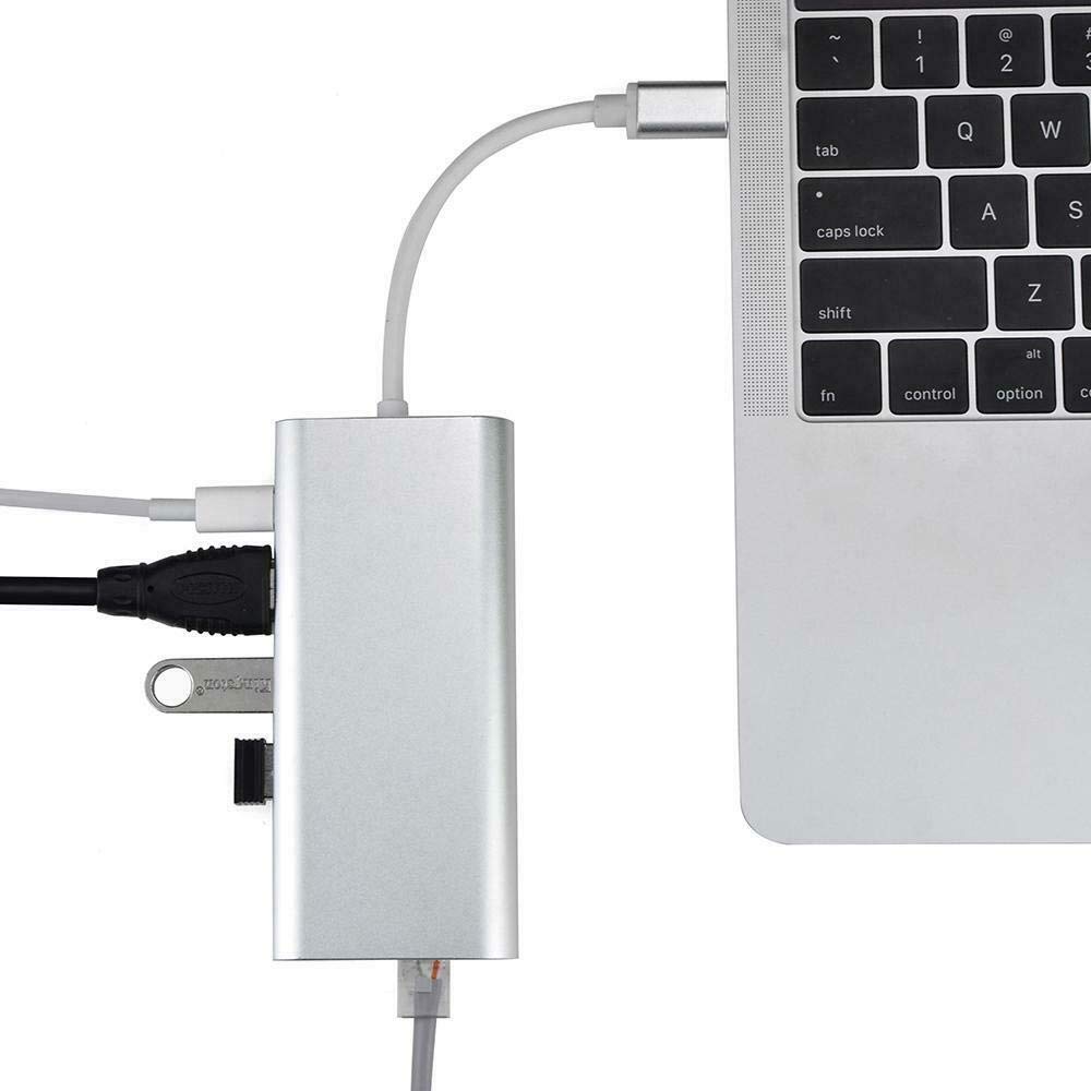Type-C to HDMI Gigabit LAN Docking Station Converter 4K USB Readable SD Card,USB C Hub 6 in 1 Type C Adapter Compatiable for MacBook and Windows (Black)
