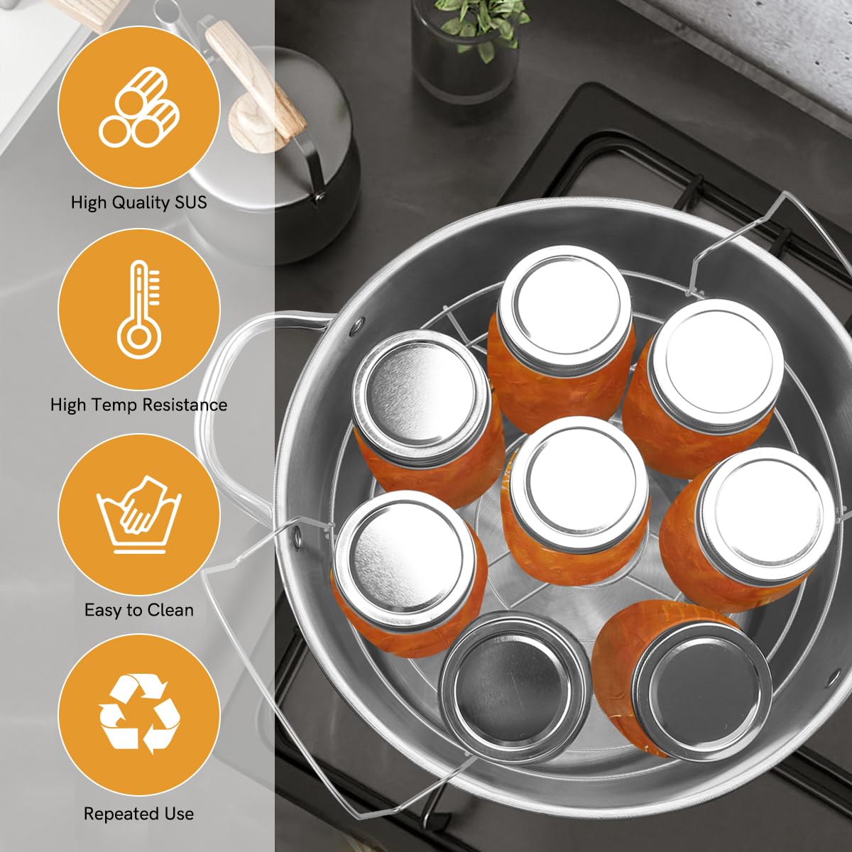 BriSunshine 21.5 QT Stainless Steel Canning Pot with Lid, Rack & Canning Tools Set, Canning Supplies Kit Water Bath Canner for Beginner