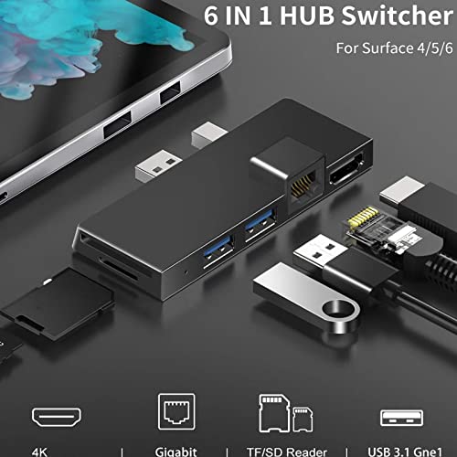 6 in 1 USB C Hub for Surface Pro 4 5 6 USB to RJ45 USB3.0 Hdmi Card Reader Dock Z9O3 Converter Expansion Pro Hub