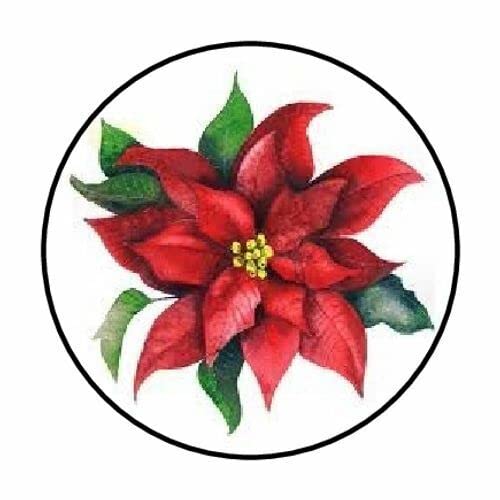 48 pcs Christmas Poinsettia Stickers Envelope Seals Labels Round Tags, Stamps Sticker for Gift Cards, Envelopes, Boxes for Holiday, Birthday, Christmas