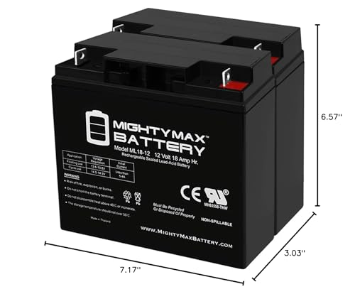 Mighty Max Battery 12V 18AH SLA Battery Replaces Pride Mobility BATLIQ1000-2 Pack