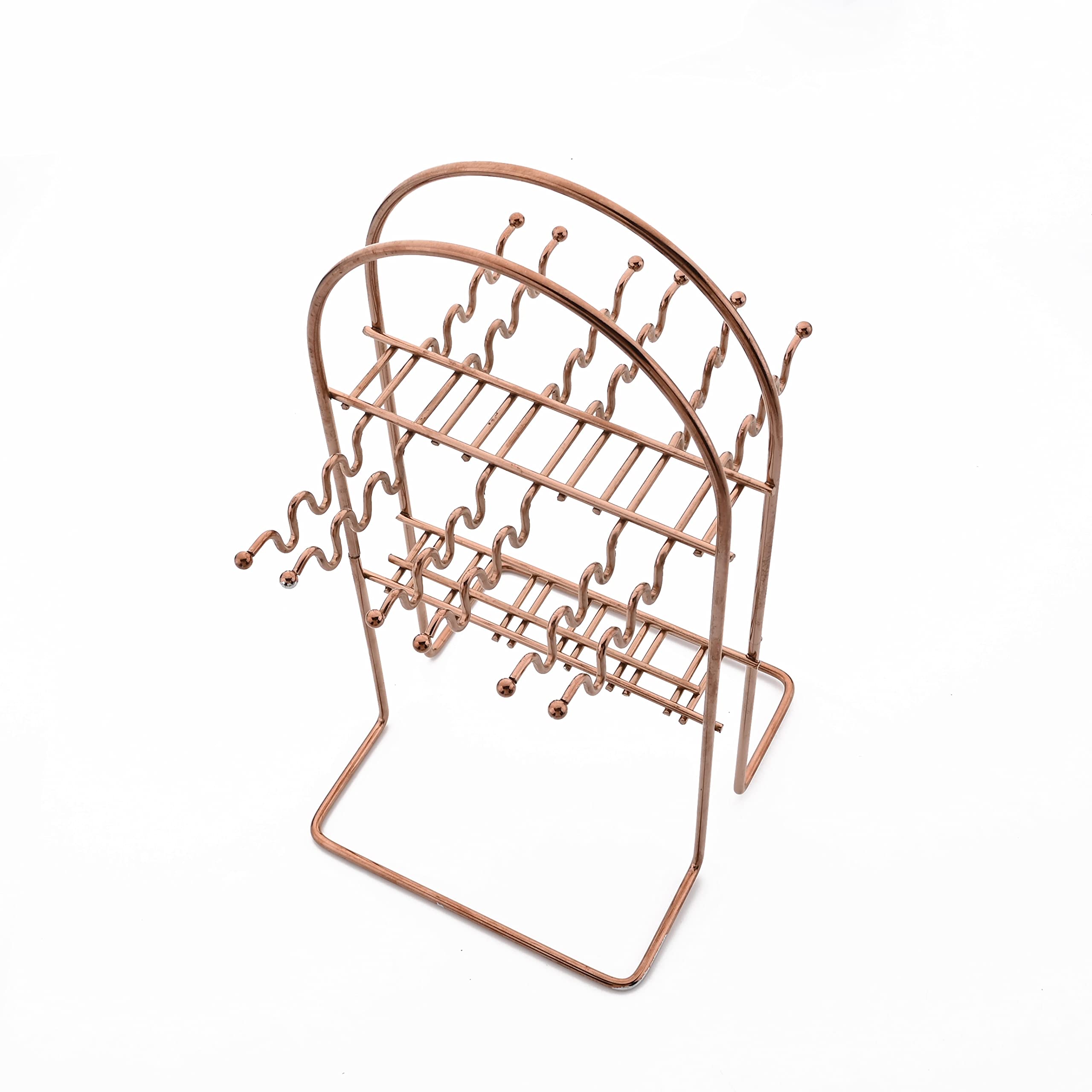 24 PCS Hanging Silverware Sets with Holder, Uniturcky Rose Gold Stainless Steel Eating Utensils Set with Flatware Rack, 6 x Dinner Fork, 6 x Table Knife, 6 x Soup Spoon, 6 x Teaspoon, 1 x Cutlery Rack