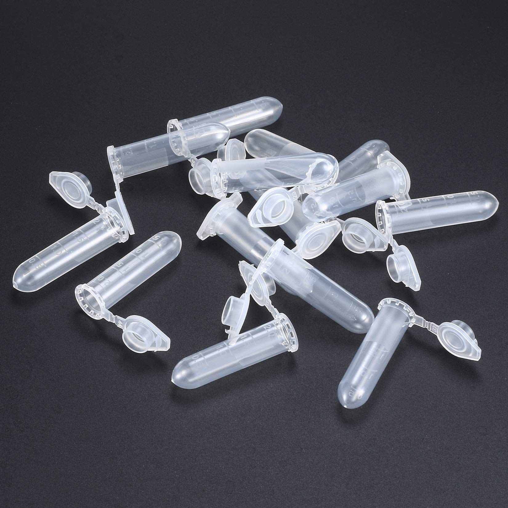 500 Pcs 2ml Microcentrifuge Tubes, Graduated Centrifuge Tubes, Clear Plastic Reusable Centrifuge Vials with Flat-Top Snap Caps, Small Sample Lab Test Storage Vials Tubes