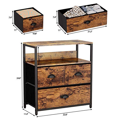Furnulem Wide Dresser with 9 Large Drawers for 55'' Long TV Stand and 2 Nightstands with 3 Drawers, Small Dresser with Storage Shelf