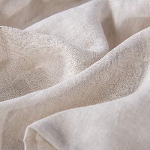 meadow park Washed Linen bedskirt, Queen Size 60" W x 80" L, Drop 16", Super Soft Ruffle, Natural Linen Color