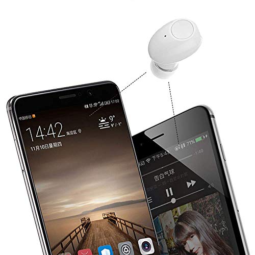 NVAHVA Single Bluetooth Earpiece10 Hrs Playtime,Wireless Headphone, Mini Bluetooth Headset Hands-Free Car Earphone,Cell Phone Bluetooth Earbud for iOS Android Smart Phones PC TV Audiobook (White)