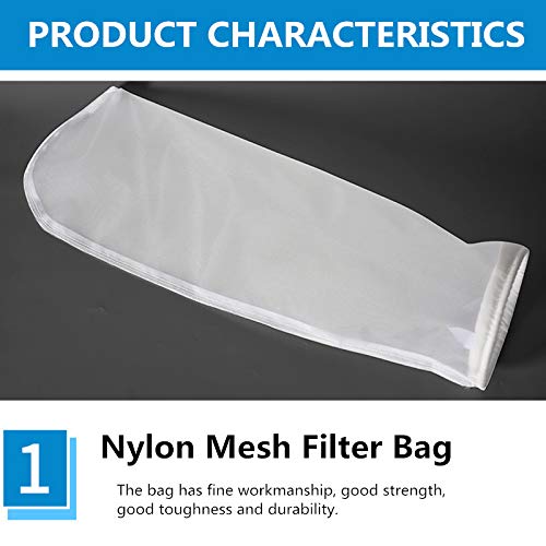 Nylon Mesh Monofilament Filter Socks Bag 50 Micron 7 Inch Ring by 16 Inch Long NMO Liquid Filter Bag Size 1-1Pack (50 Micron 7" x 16")