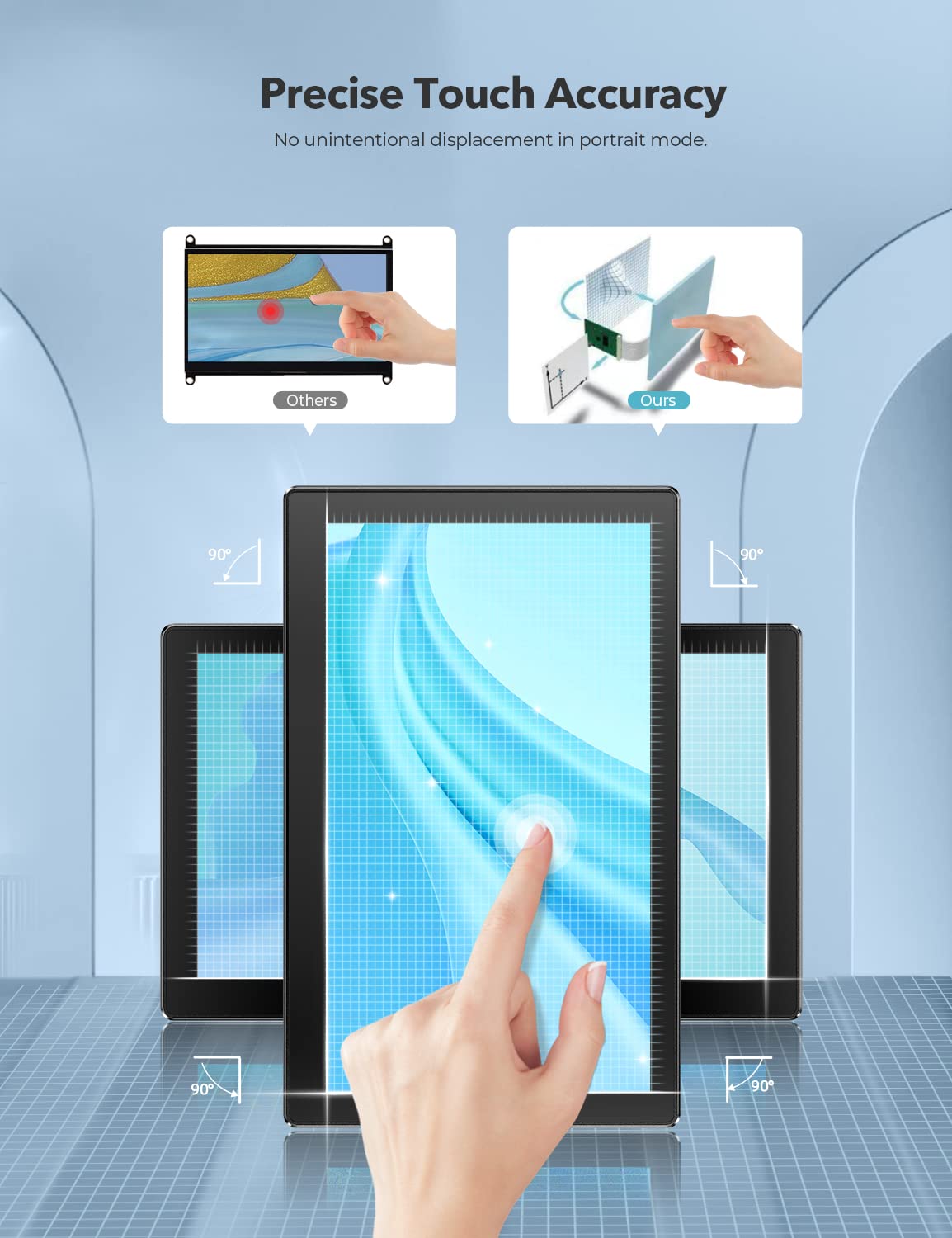 EVICIV Raspb Pi 10.1 Inch Touchscreen Display with Rear Housing - 1366x768 Support, Type-C, IPS 178° Ultra-Wide View Angle Monitor with Cooling Fan, 10 Finger Capacitive Touch