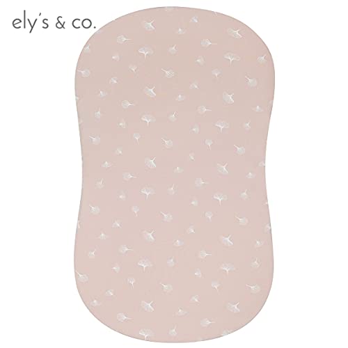Ely’s & Co. Bassinet Sheet 2-Pack — Combed, 100% Jersey Cotton for Baby Girl — Rosewater Pink, Pin Dots & Gingko Leaves