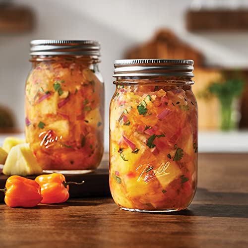 Ball Regular Mouth Pint (16 oz.) Mason Jars with Lids and Bands, for Canning or Drinkware, 8 Count
