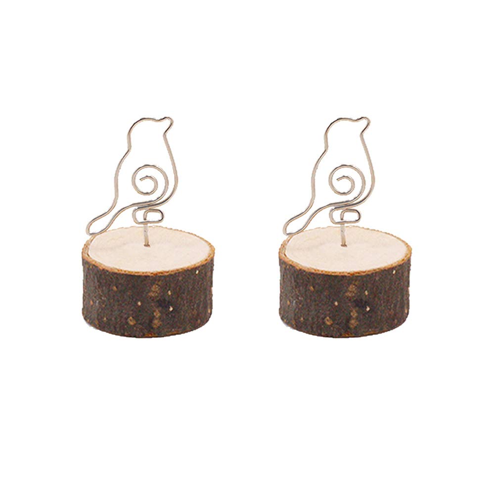 Amosfun 12 Pcs Wooden Table Name Number Holder Photo Picture Menu Note Memo Clips Holder for Wedding Office Christmas Table Decorations (Bird Shape)
