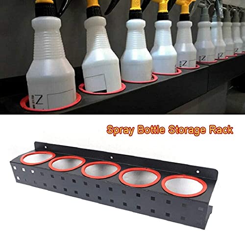 Ggeresulie Spray Bottle Storage Rack Abrasive Wall-Mounted Rail shelf Car Beauty Shop Accessory Display Auto Cleaning Detailing Tools Organizer For Wall Mounted, black,red, 22 x 4.7 x 5 inches