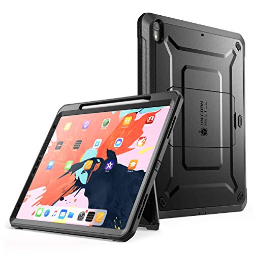 SUPCASE UB Pro Series Case for iPad Pro 11 2018 Release, Support Pencil Charging with Built-in Screen Protector Full-Body Rugged Kickstand Protective Case (Black)