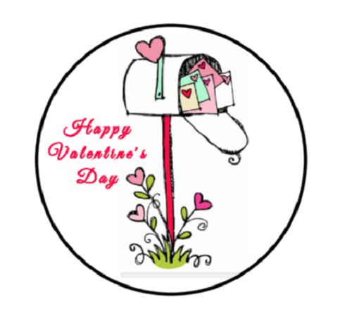 48 pcs Valentine's Day Mailbox Heartsāāāā Stickers Envelope Seals Labels Round Tags, Stamps Sticker for Gift Cards, Envelopes, Boxes for Holiday, Birthday, Christmas