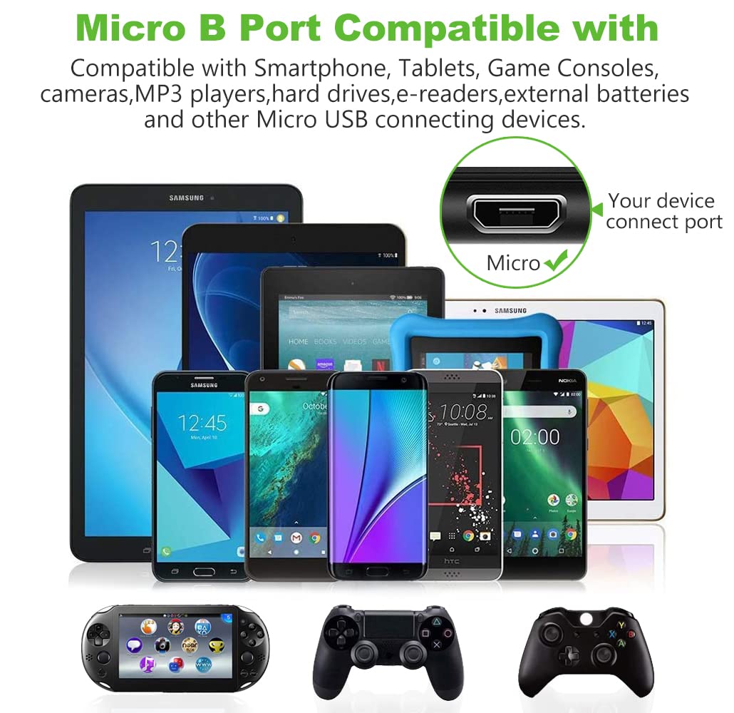 Hoblaze Micro USB Cable 10FT, Android Charger Cord 3Pack Long Nylon Braided Sync and High Speed Charging Cord Compatible with Samsung Galaxy S7 Edge S6, Android & Windows Smartphones and More