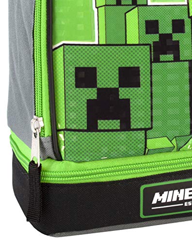 Minecraft Lunchbox Creeper Zip Compartment Green Lunch bag One Size