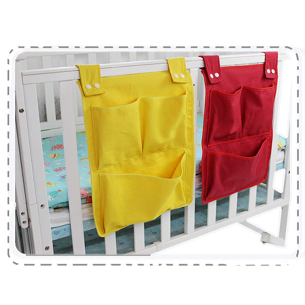 SiyuXinyi Pockets Bedside Storage Bag Caddy Hanging Diaper Organization for Baby Essentials, Hang on Crib, Practical Hanging Storage Bag, Suitable Dormitory, Double Bed, Bedside Storage!(Yellow)