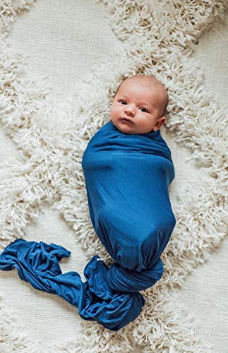 Swaddle Blanket & Hat Set | Receiving Baby Blanket | Soft & Cozy | 47" x 47" Size for Newborns, Infants, and Toddlers (Packaging May Vary) - (Indigo)