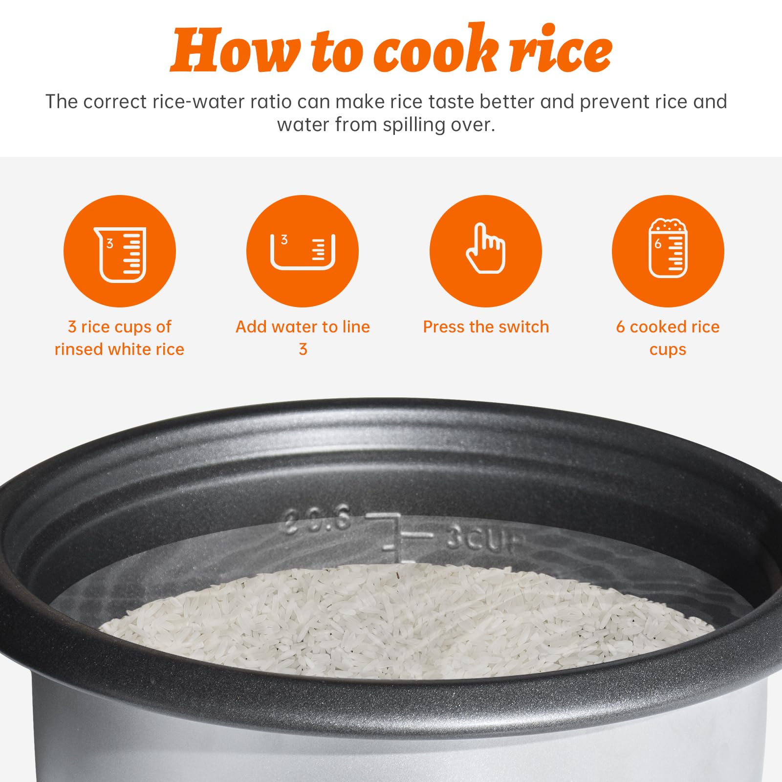 Small Rice Cooker 3 Cup White Portable Cook Rice and Automatic keep-Warm,Non Stick Pot,This Mini Rice Cooker is a Great Gift for College Students