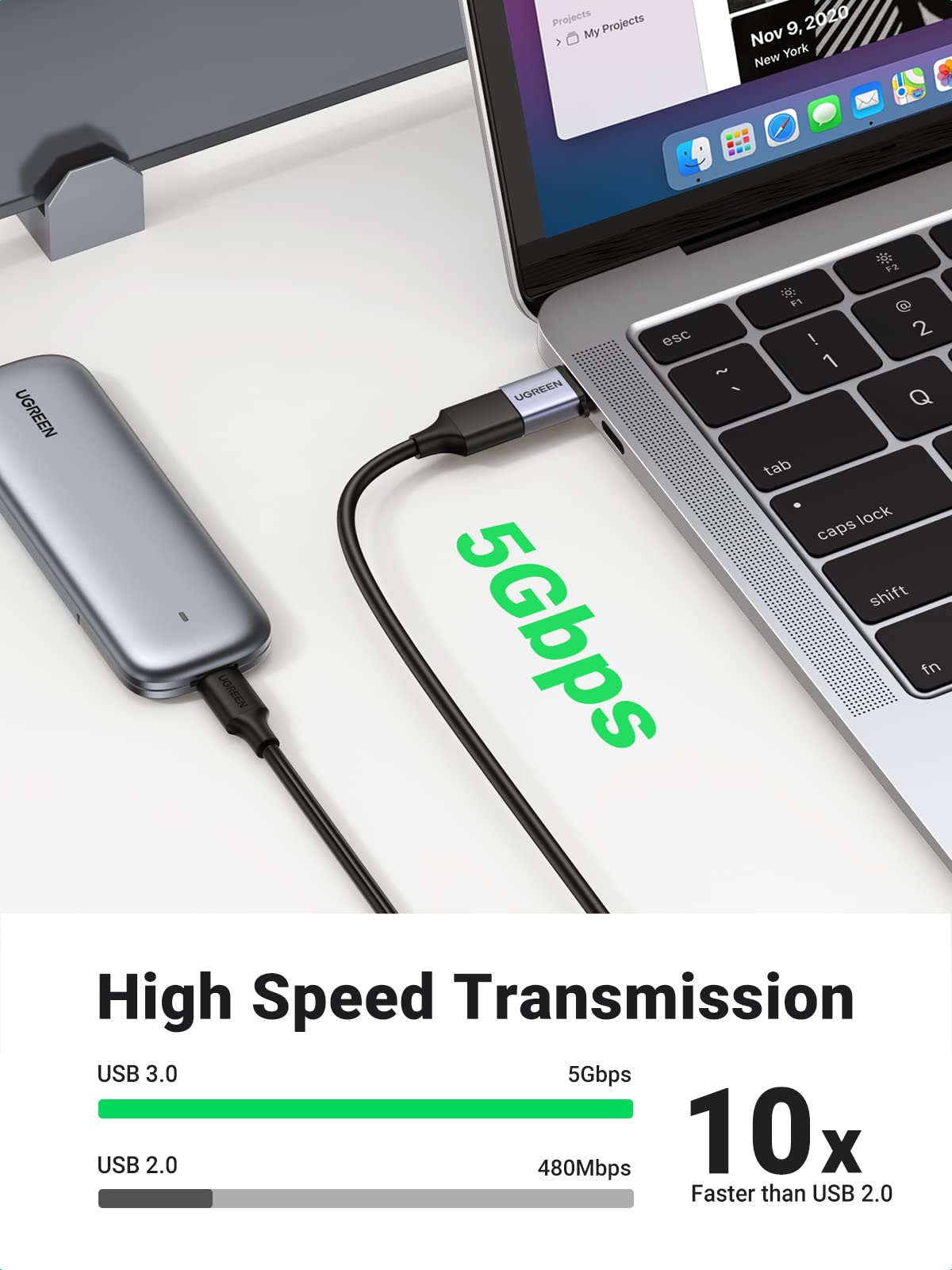 UGREEN USB C to USB Adapter (2 Pack), USB C Adapter USB C Male to USB 3.0 Female Adapter Compatible with MacBook Pro, MacBook Air,iPhone 15,iPad Pro and More Type C or Thunderbolt 3 Devices